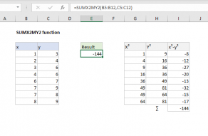 Excel SUMXMY2 function | Exceljet